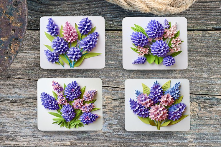 3D Hyacinth Flowers-4" Coaster Sublimation -PNG Design