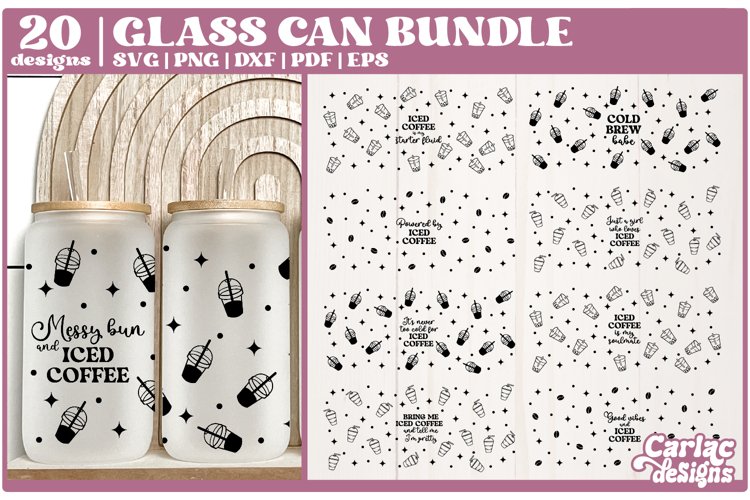 Iced Coffee Can Glass Wrap Bundle | Coffee Glass Can Wrap