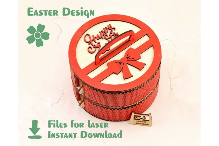 Circle box - Laser cut files. Gift box. Easter design