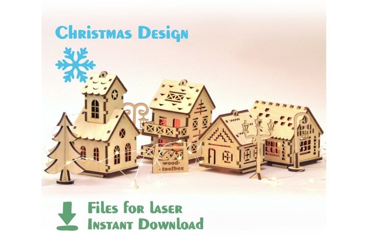 Christmas Village - Christmas cute houses - Laser cut file