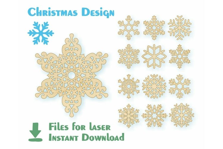 Snowflakes - Laser cut file. Cdr, Dxf, Ai, Svg files