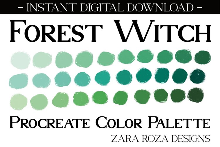 Forest Witch - Procreate Color Palette, 30 Swatches