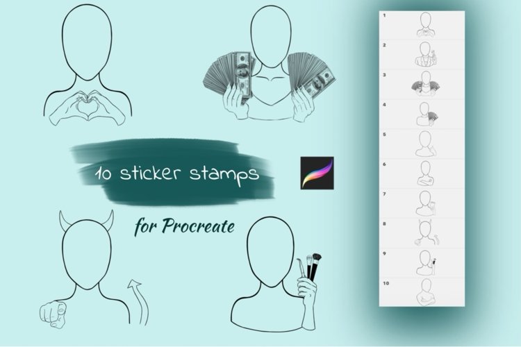 10 Procreate Sticker Stamps