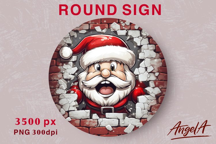 Christmas round sublimation / Santa Claus face (3021222)
