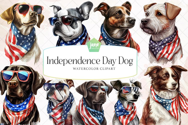 Independence Day Dog Watercolor Sublimation