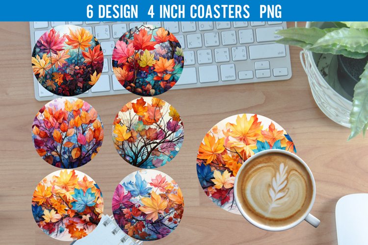 Autumn Round Coaster Sublimation Designs |Round Coaster PNG