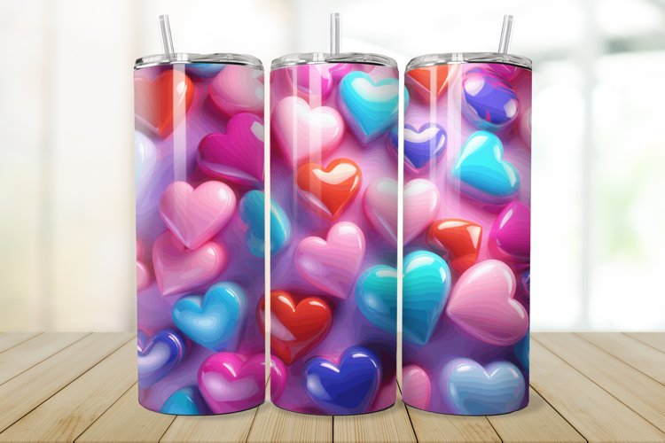 3D Inflated Hearts 20/30oz Skinny Tumbler