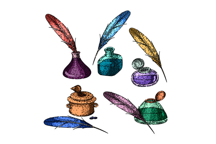 inkwell set sketch hand drawn (6566266)