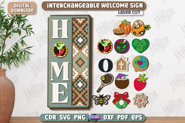Interchangeable Welcome Sign Laser Cut | 3D Wall (5686288)