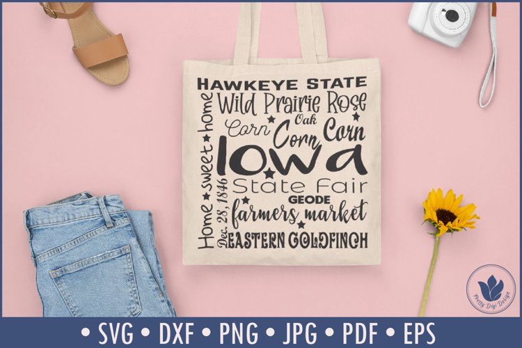State of Iowa Cut File| Square Typography