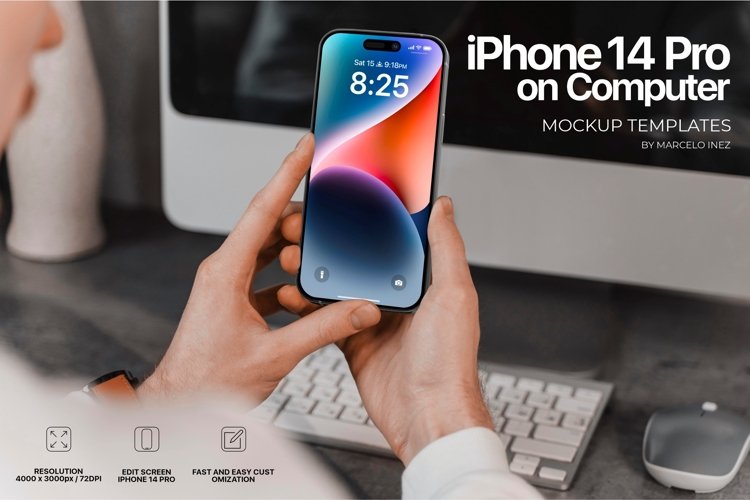 iPhone 14 Pro on Computer Mockup