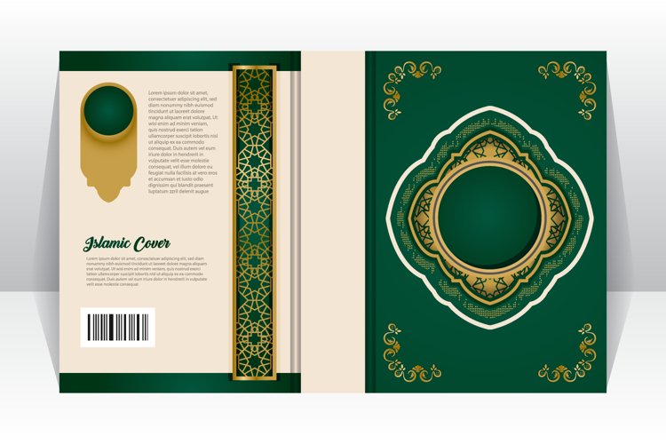 Islamic book cover with arabesque arabic element template