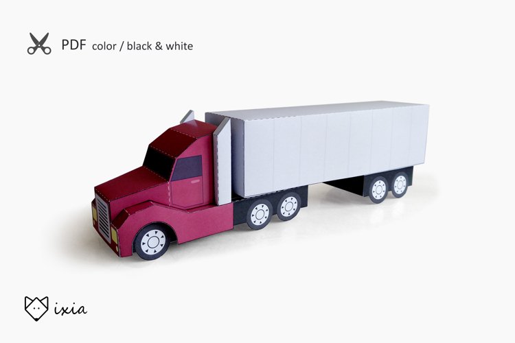 Paper Semi-Trailer Truck. Printable PDF Templates
