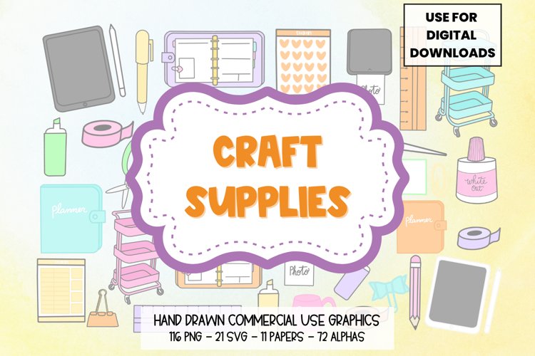 Crafting SVG Bundle, Craft Supplies Clipart, Craft PNG
