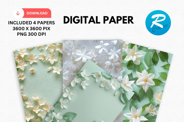 Jasmine Flower Digital Paper, Flowers Background