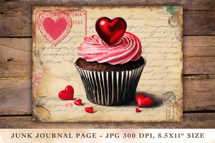 Valentine Junk Journal Pages - cupcake (5195063)