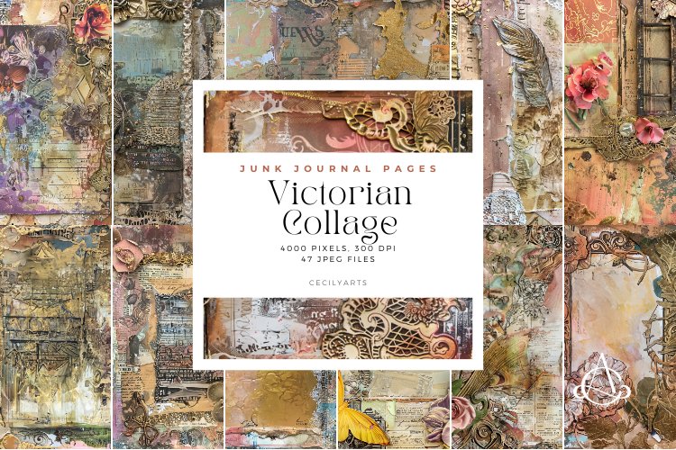 Victorian Collage Junk Journal Pages Bundle