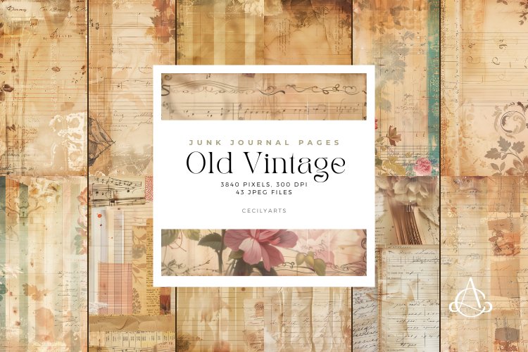 Old Vintage Scrapbook Junk Journal Pages Bundle