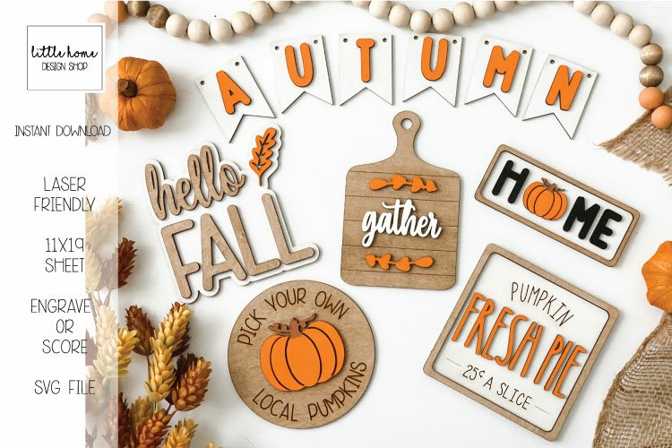 Fall Laser File | Pumpkin Laser Svg Files | Fall Tier Tray