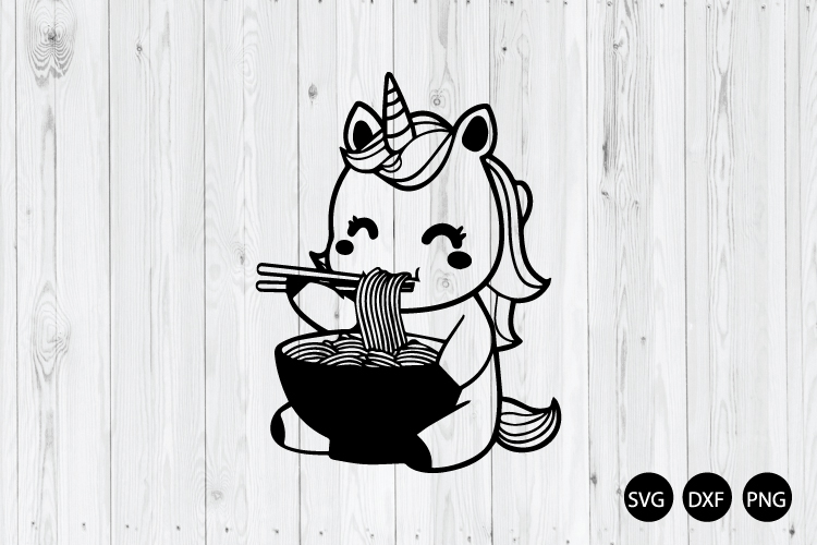 Kawaii Unicorn Eating Ramen SVG, Unicorn SVG