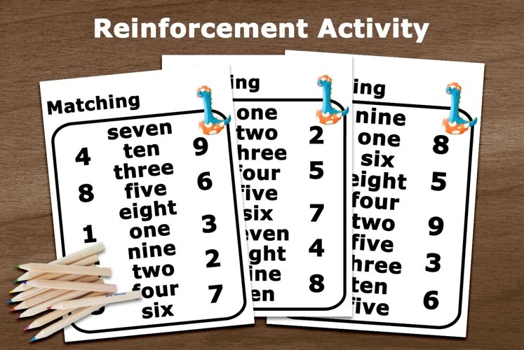 Matching Number Spelling Reinforcement Activity Sheets