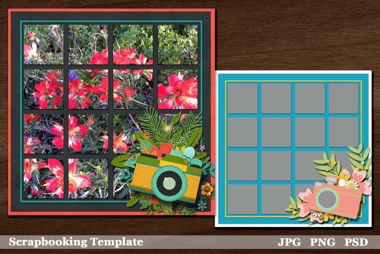 Large Split Photo Digital Scrapbooking Template