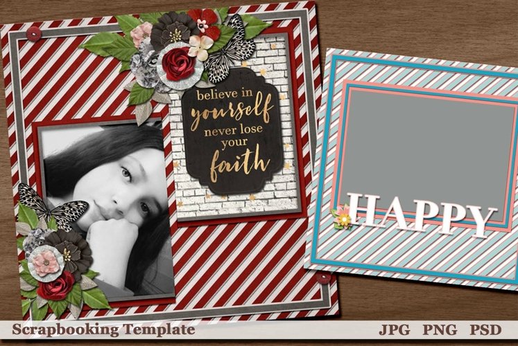Happy Digital Scrapbooking Template Cut File and Cuttable