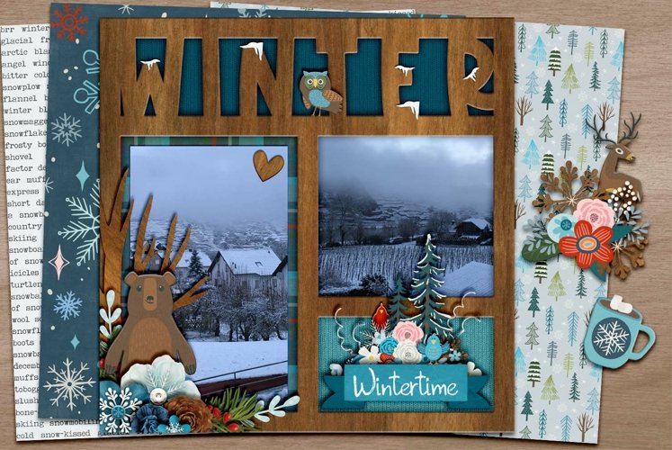 12x12 Inch Winter Digital Scrapbooking Template
