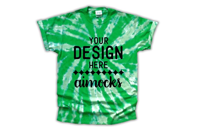 Tie Dye Kelly Green T-shirt Mockup, Unisex Tie Dye Shirt