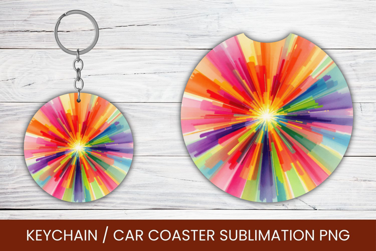 keyring keychain car coaster - watercolor rainbow (5306408)