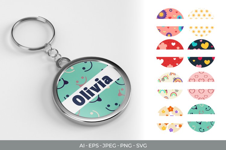 Bundle of Colorful, Cute Patterns & Custom Text for Keychain
