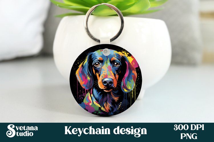 Rainbow dog keychain sublimation design | Animal keyring