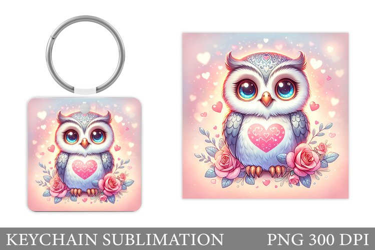 Valentines Owl Keychain. Cute Owl Keychain (5116413)