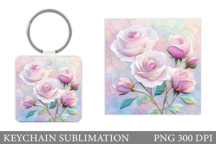 Roses Keychain Design. Flowers Square Keychain (5212377)