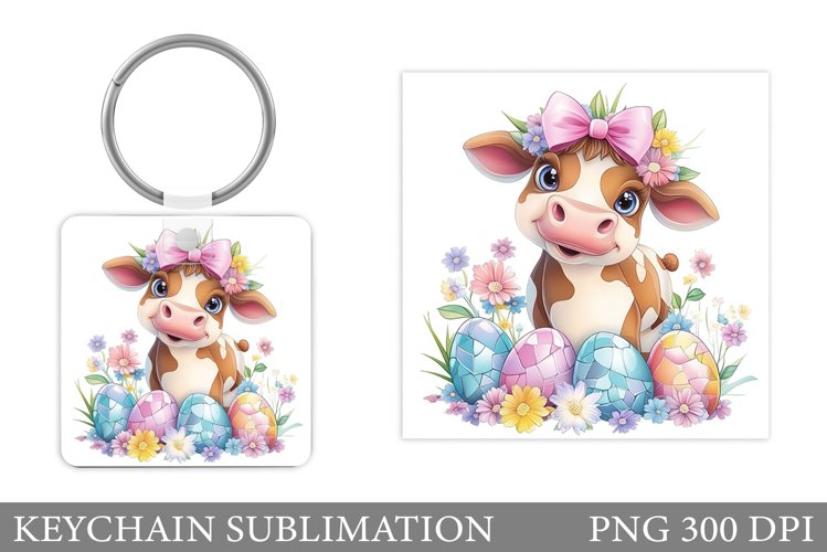 Easter Cow Keychain Sublimation. Easter Keychain (5224463)
