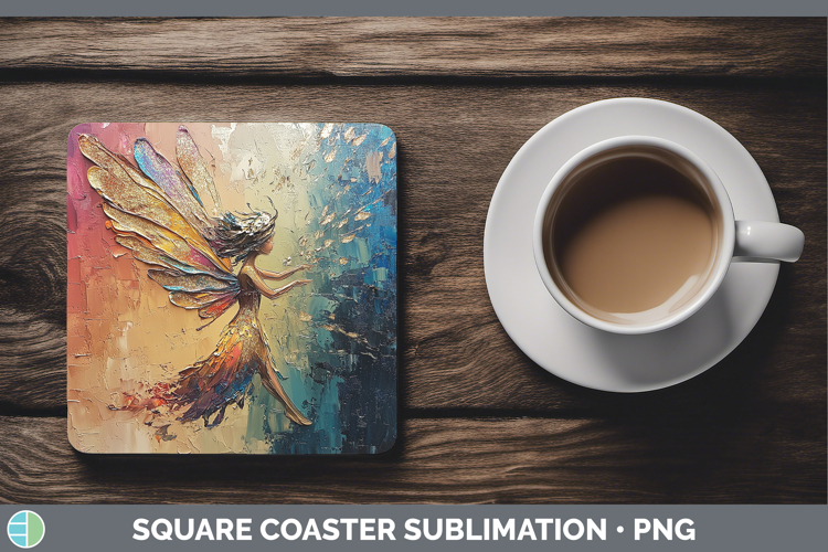 Kids 01 Thick Paint Fairy Square Coaster Sublimation Coaster