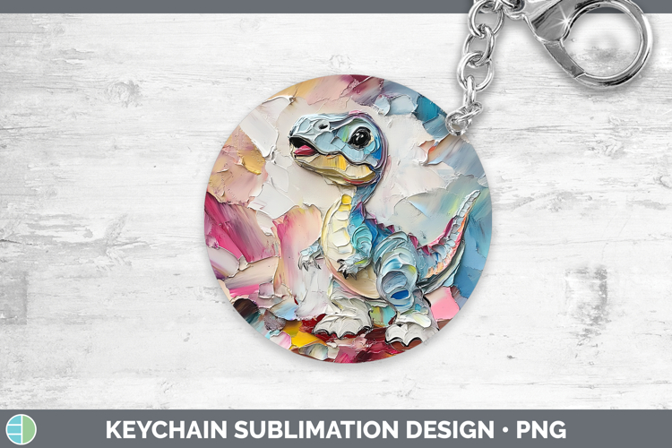Kids 02 Thick Paint Dino Keychain Sublimation Keyring Design