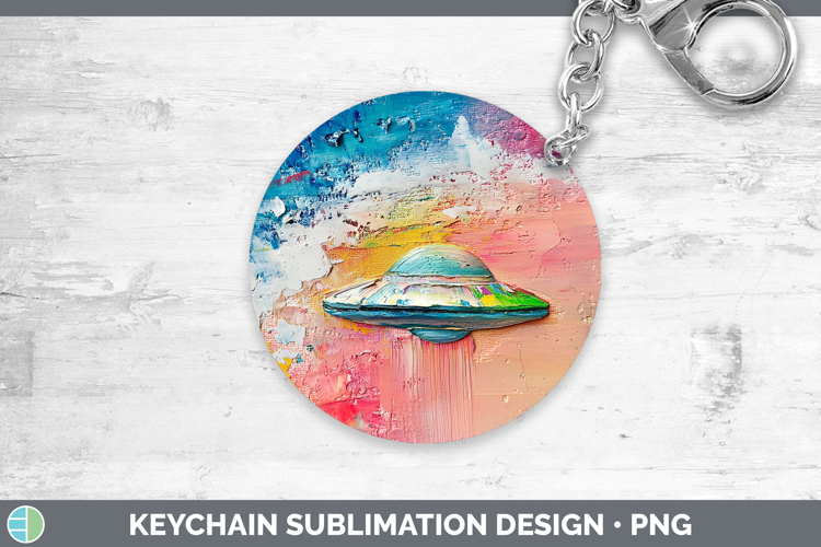 Kids 02 Thick Paint Flying Saucer Keychain Sublimation Keyri