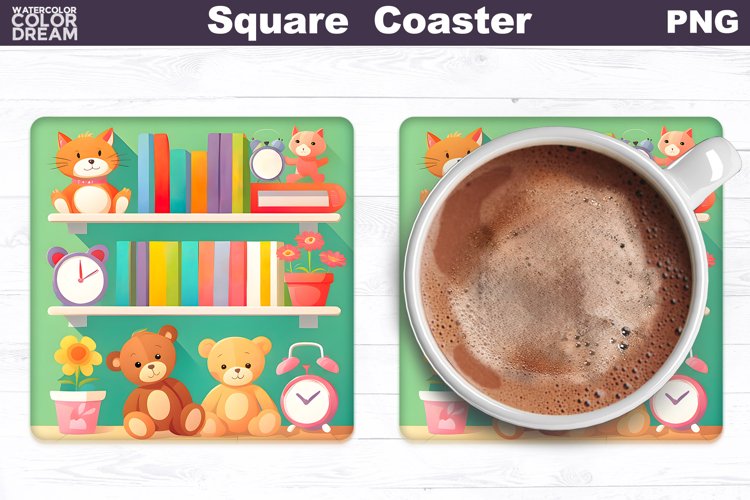 Kids Books Square Coaster | Book Lover Coaster (2957443)
