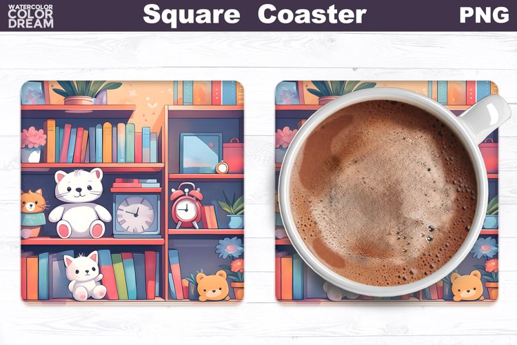 Kids Books Square Coaster | Book Lover Coaster (2957445)