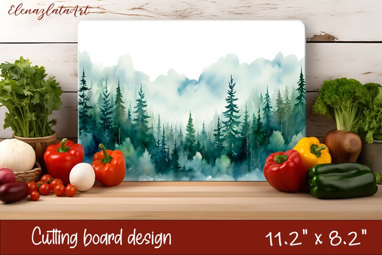 Winter forest landscape - cutting board design (3060413)