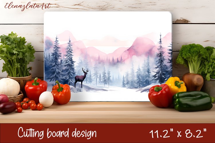Winter forest landscape - cutting board design (3060428)