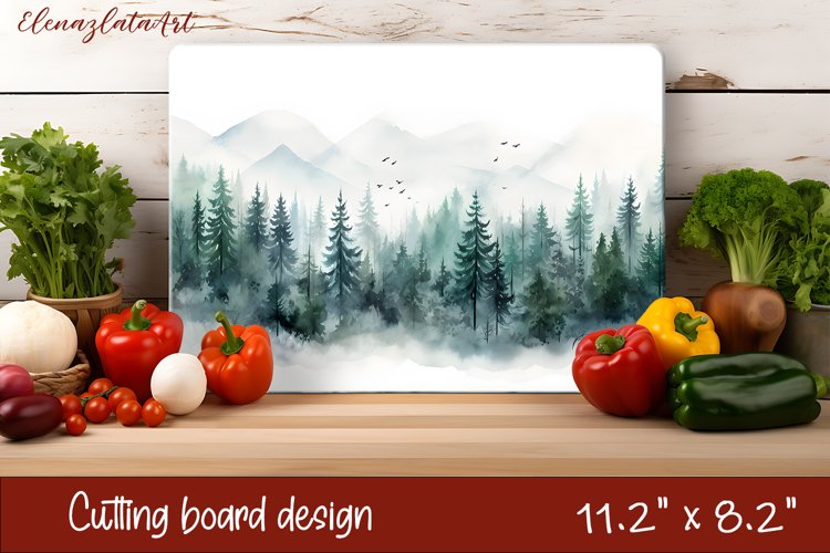 Winter forest landscape - cutting board design (3060433)