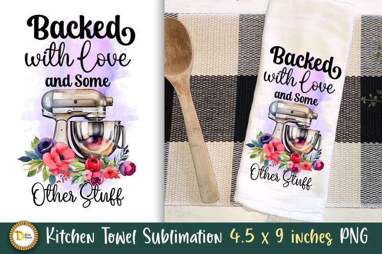 Kitchen Towel Sublimation- Cook with Love PNG