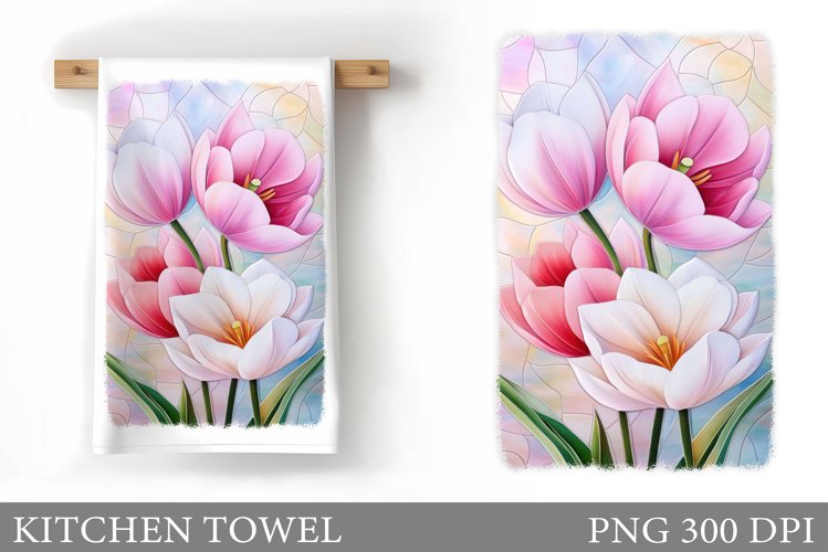 Tulips Kitchen Towel. Flowers Kitchen Towel (5198060)