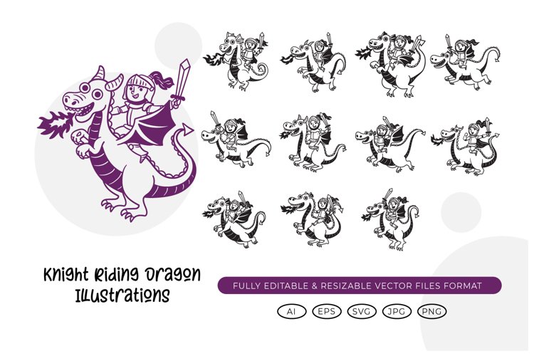 Knight Riding Dragon Illustrations