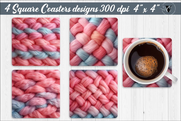 Square Coasters | Knitted texture, kozy winter (2868371)