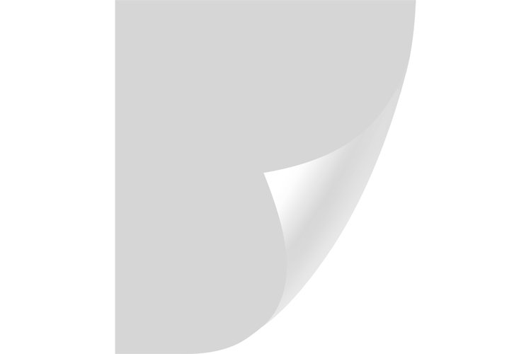 White page with peeling corner. Paper sheet mockup