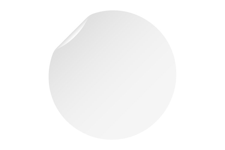 Round sticky note with peeling edge. Paper mockup