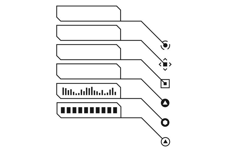 Callout titles set. Digital data hud labels